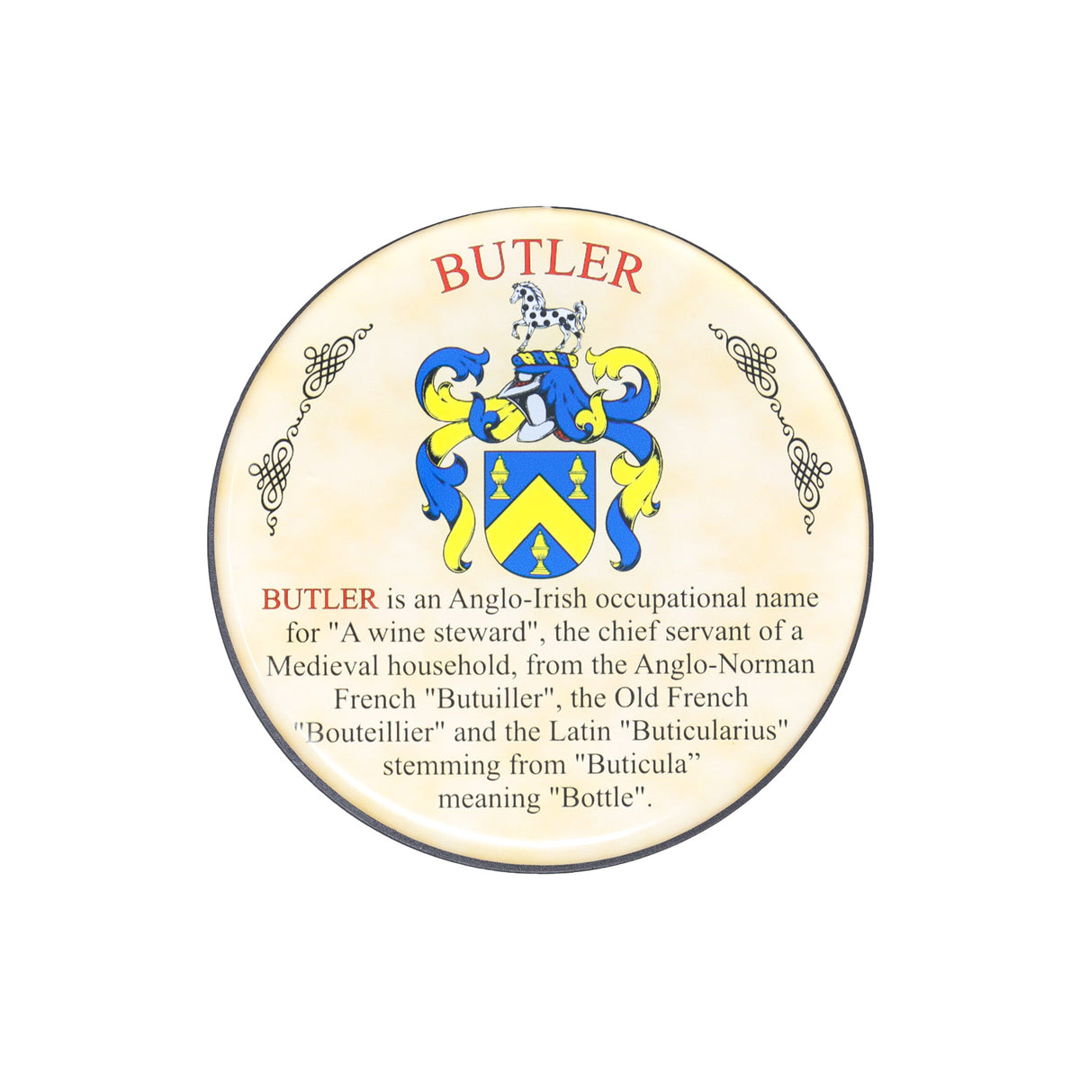 Heraldic Coaster Butler | Gold Brothers — Gold Brothers Wholesale
